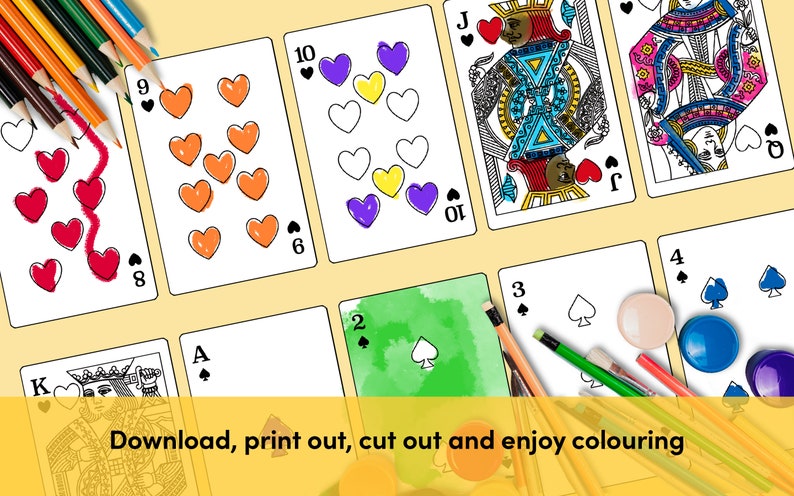 Printable Colouring Playing Cards | Instant Digital Download | PDF ...