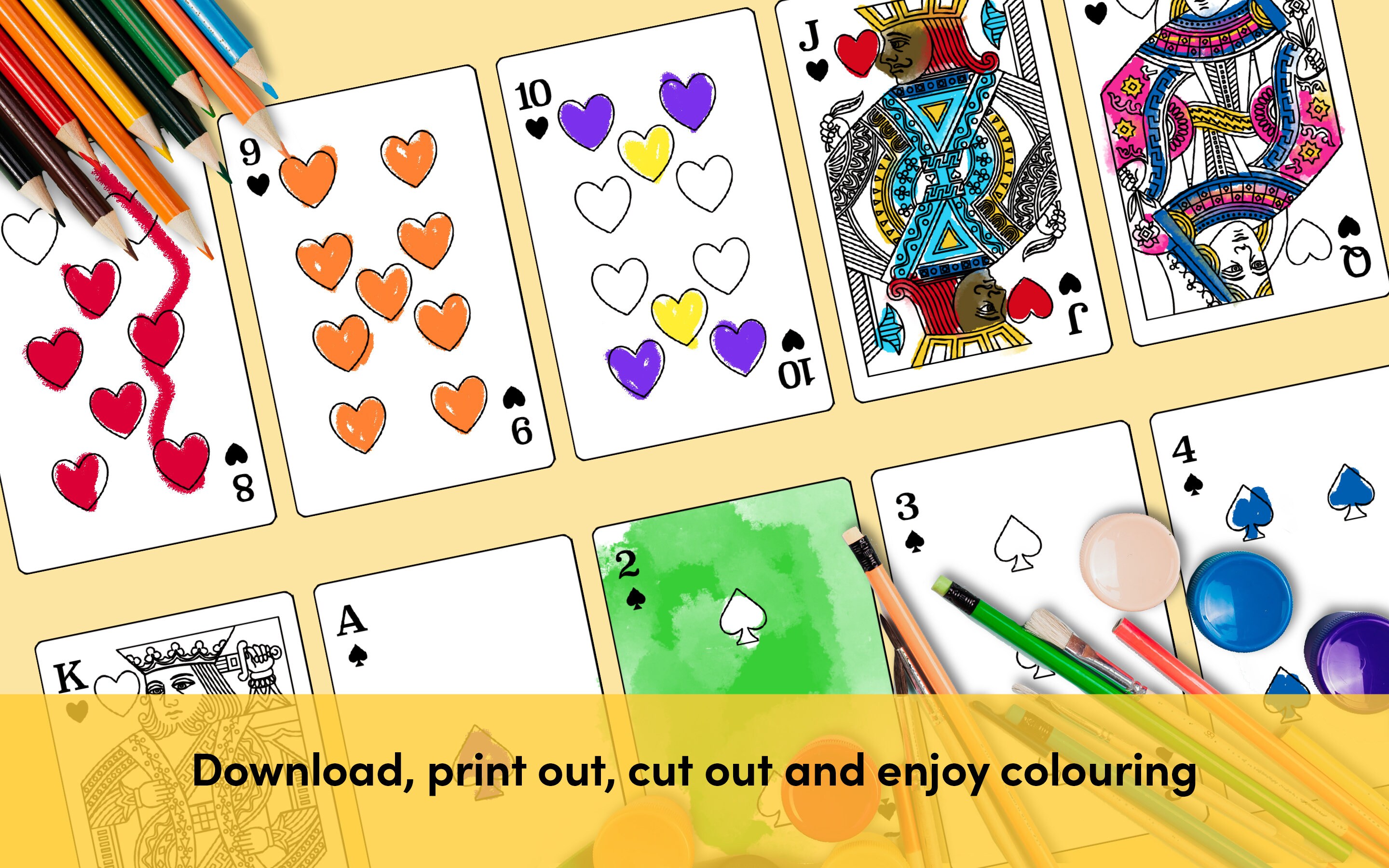 Printable Colouring Playing Cards | Instant Digital Download | PDF ...