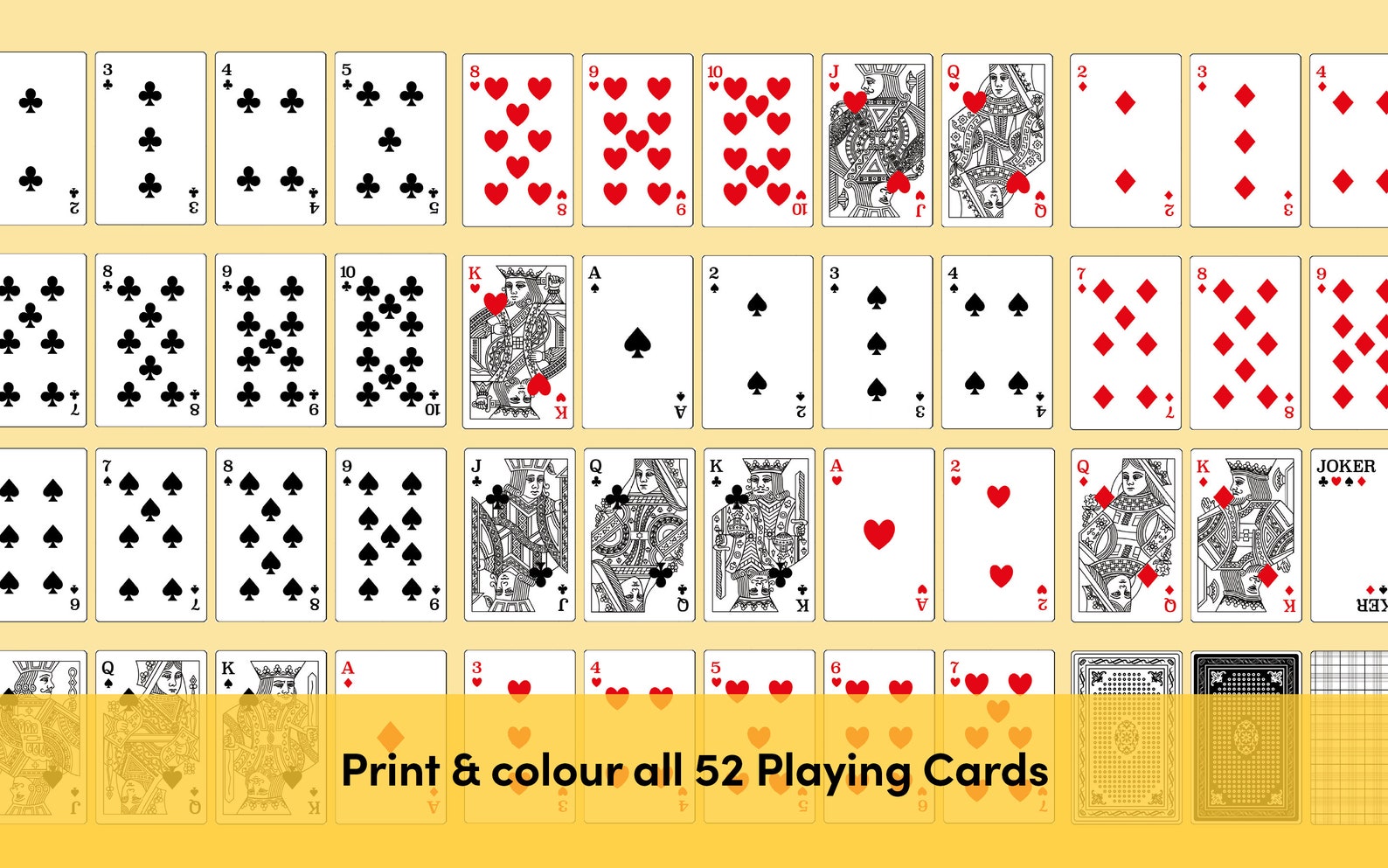 All 52 Playing Cards Full Deck | Printable | Instant Digital Download ...