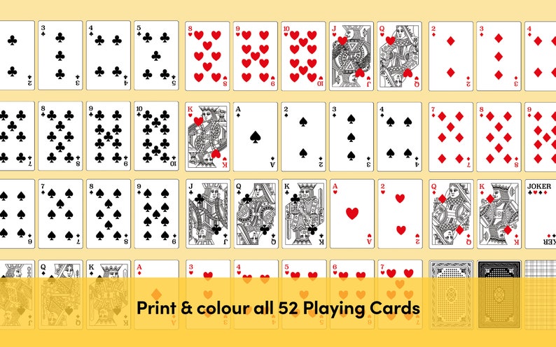 All 52 Playing Cards Full Deck | Printable | Instant Digital Download ...