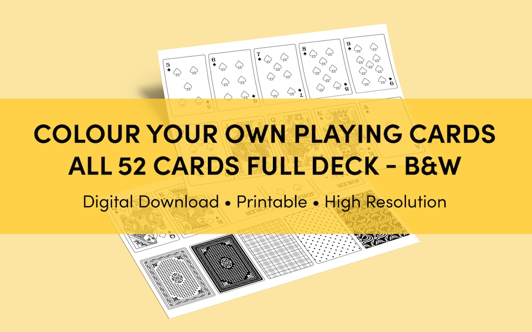 Printable Colouring Playing Cards | Instant Digital Download | PDF ...