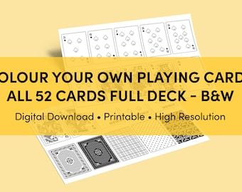 All 52 Playing Cards Full Deck | Printable | Instant Digital Download ...