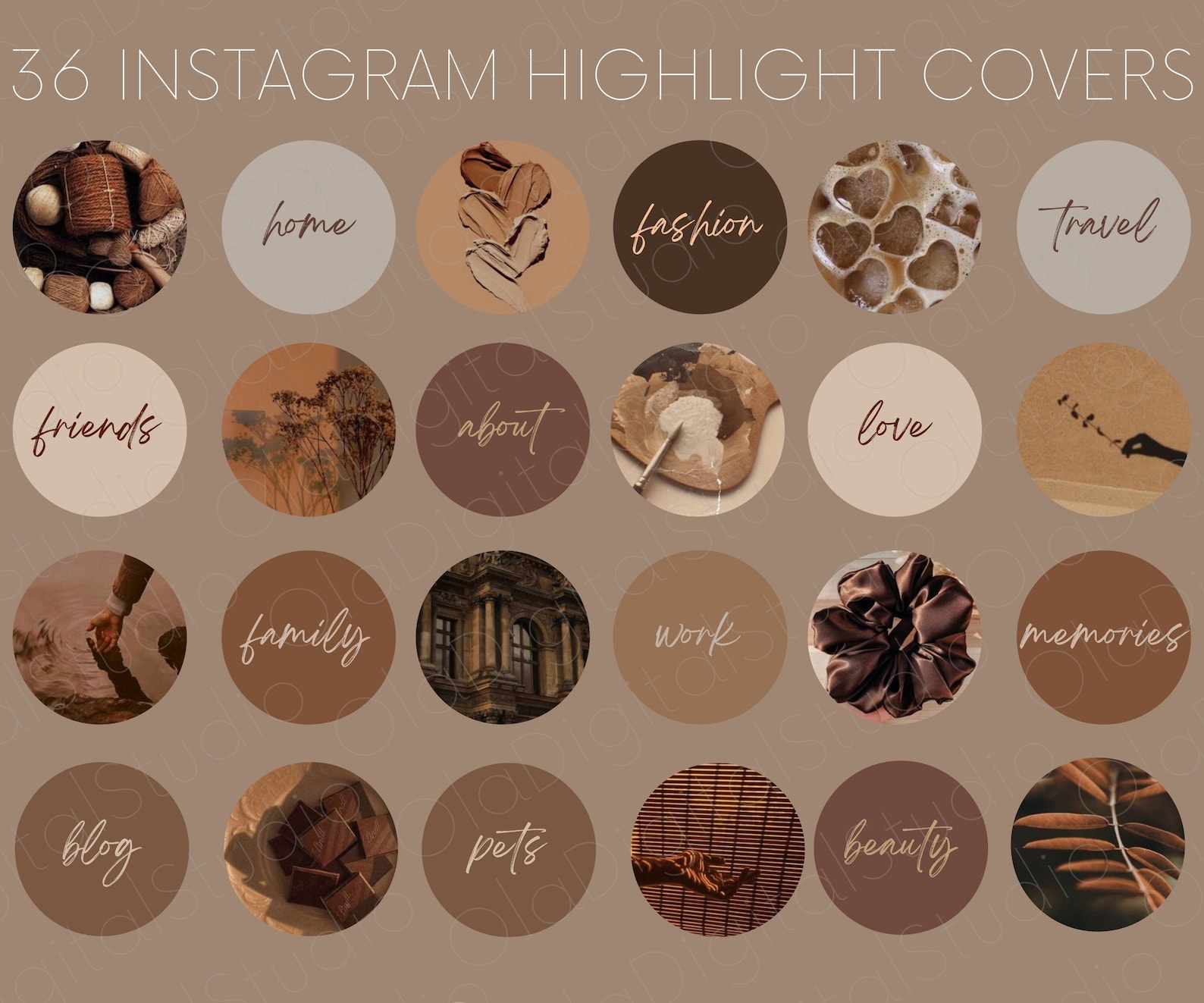 Buy 36 Brown Instagram Highlight Covers | Aesthetic IG Highlights ...