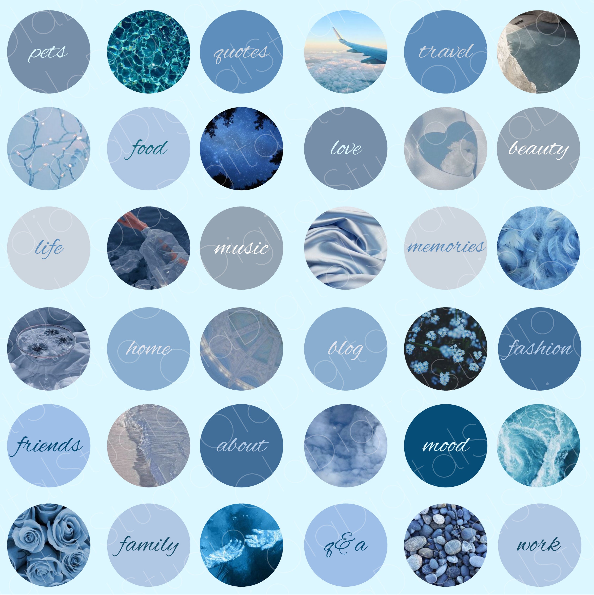 Blue Instagram Highlight Covers | Aesthetic IG Icons (digital Download ...