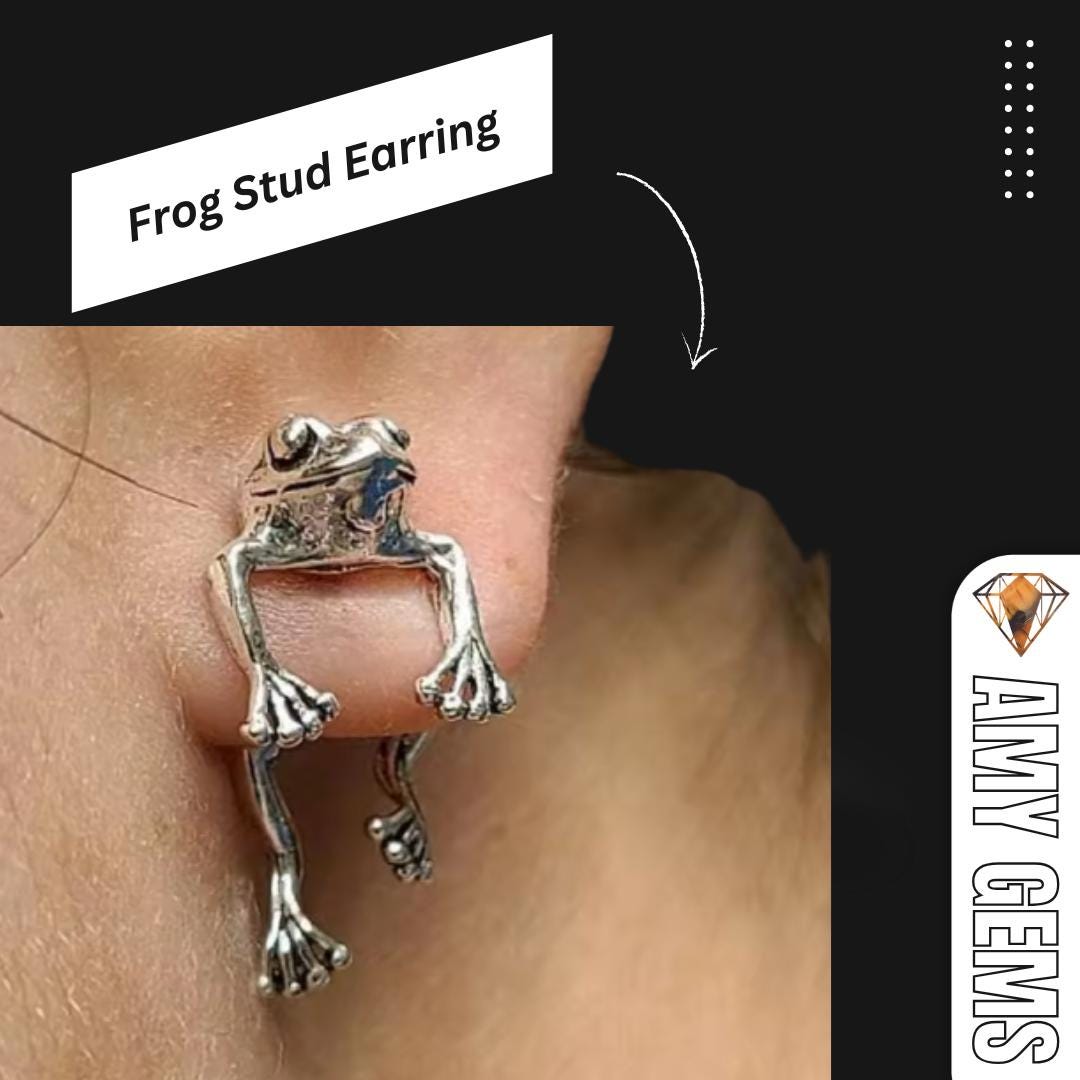 Frog Toad Stud Front and Back Earrings, Toad Ear Jacket - Frog Front Back Earrings - 3D Double ...