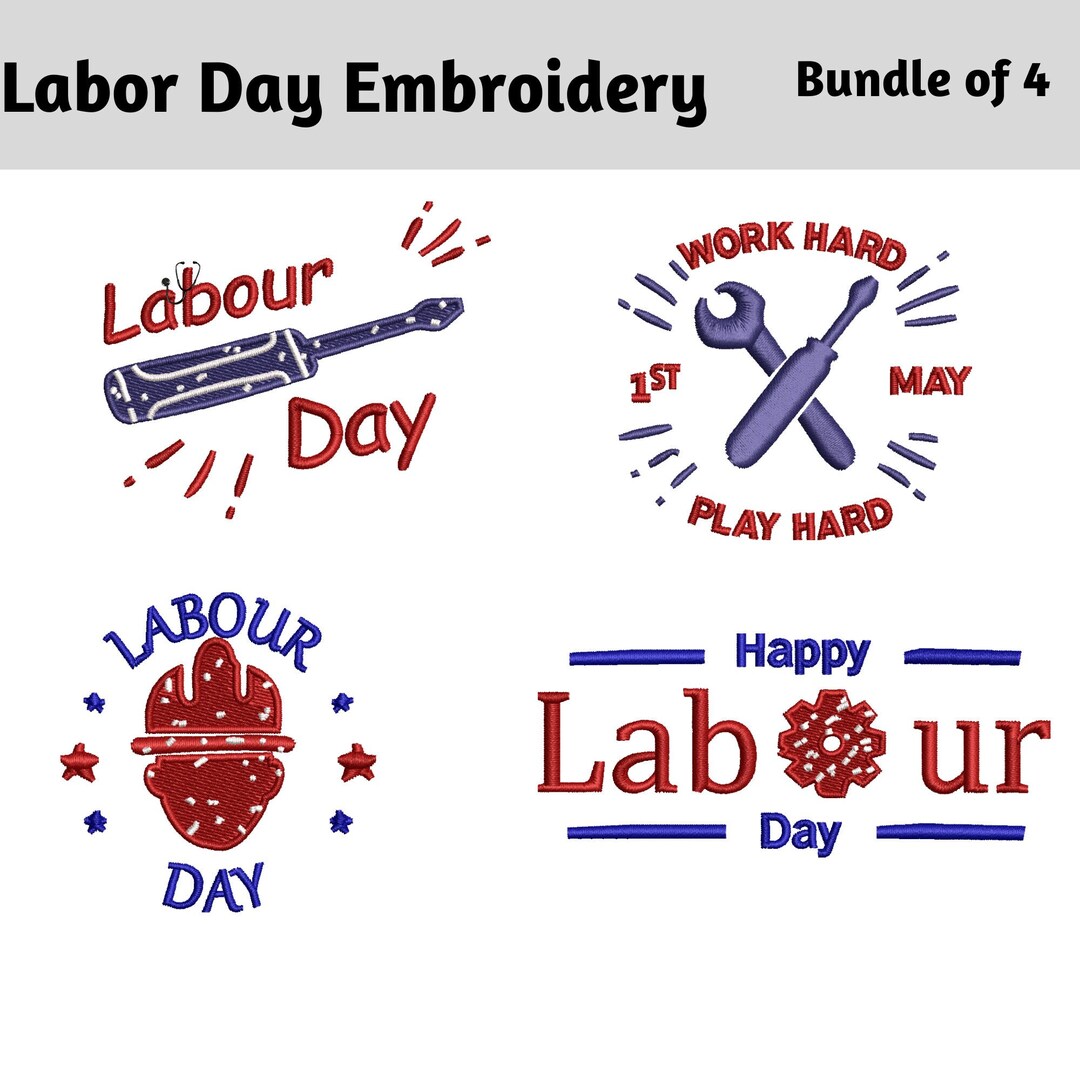 Labor Day Embroidery Bundle, Labour Day Machine Embroidery Design ...
