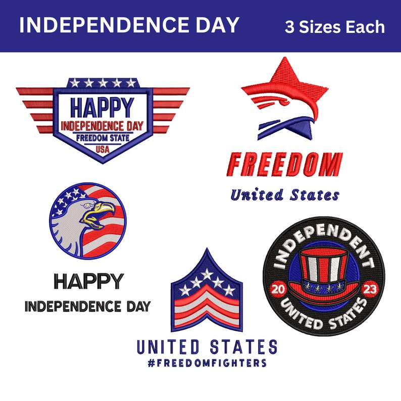 Independence Day Embroidery Design Bundle, 4th of July American Freedom ...