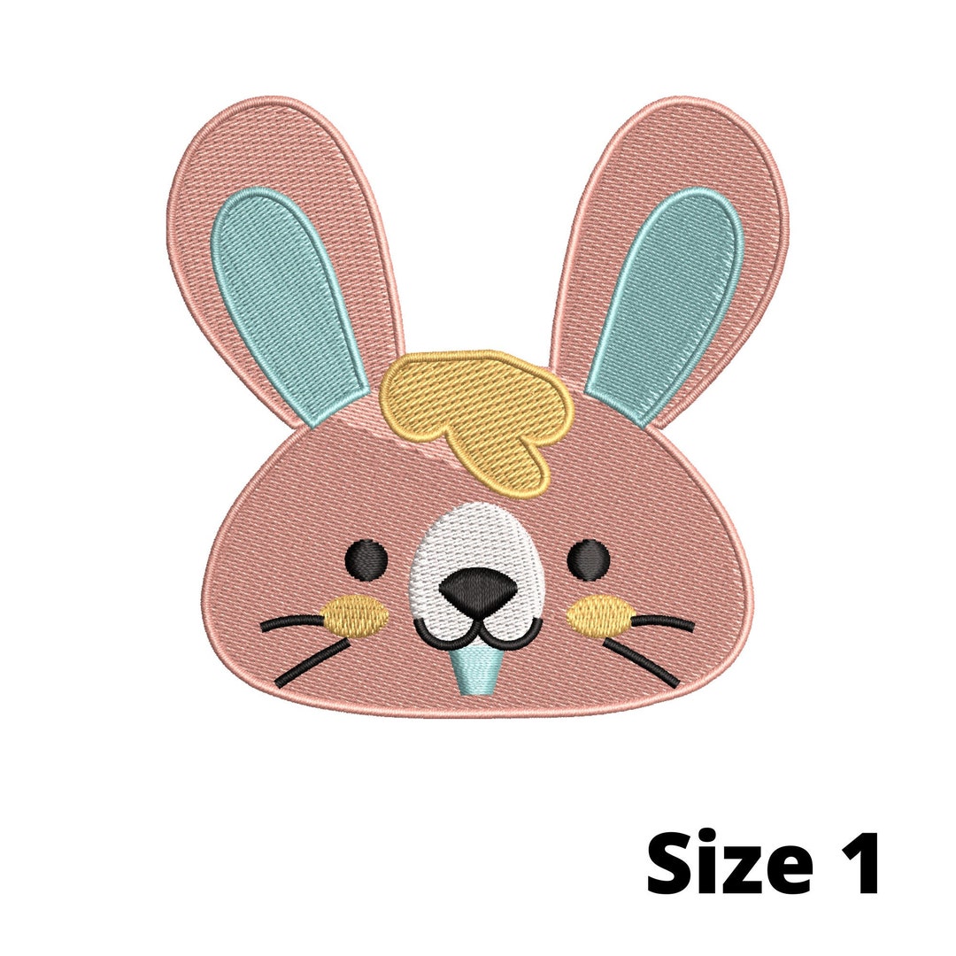 Pink Rabbit Face Embroidery Design, 4 Sizes and Multiple Formats ...