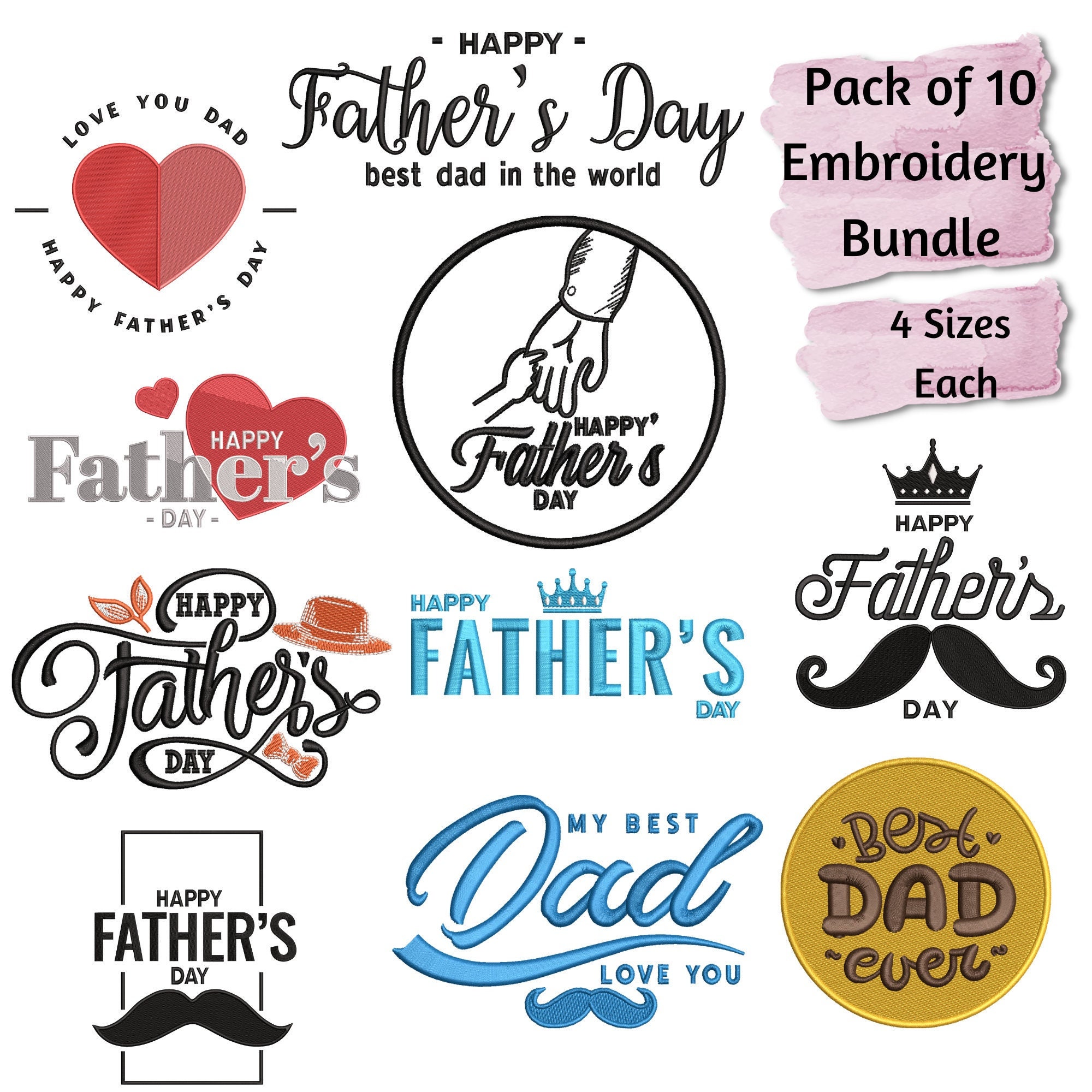 Fathers Day Embroidery Bundle, Fathers Day Machine Embroidery Designs ...
