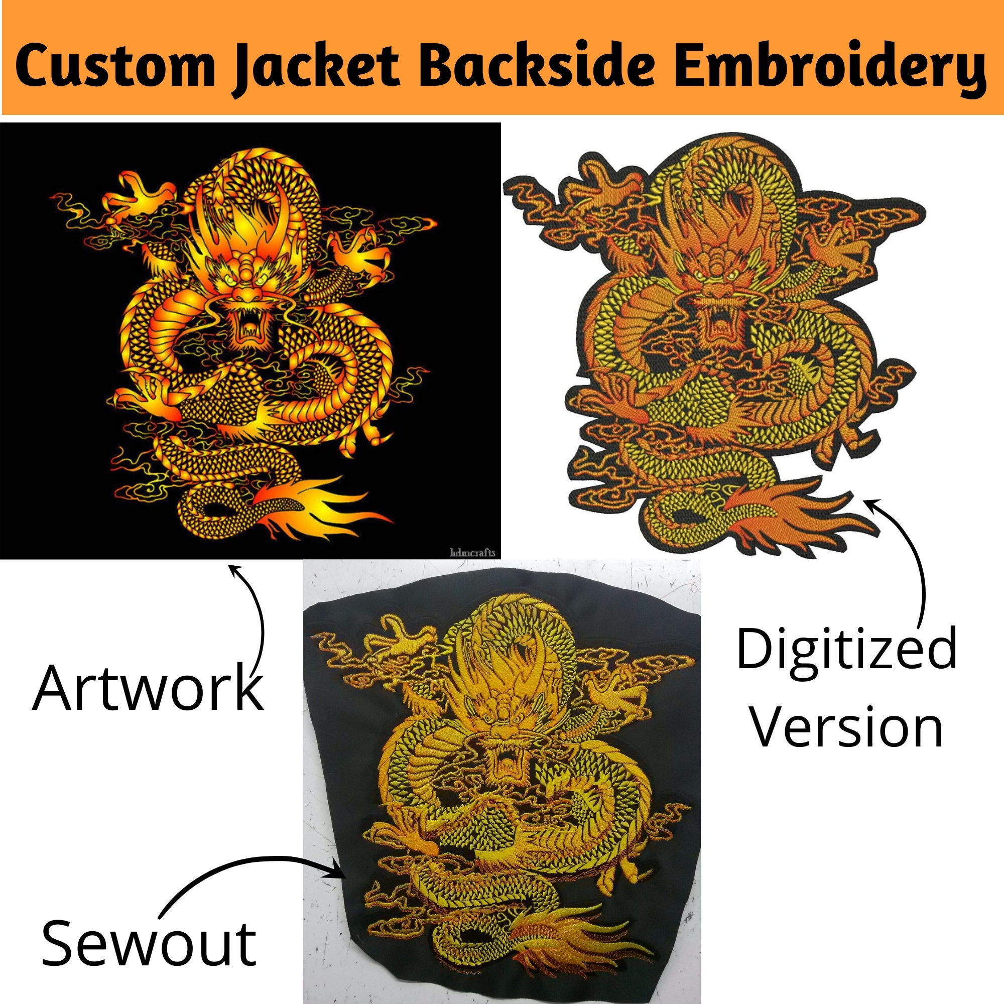 Custom Jacket Full Backside Embroidery Digitizing, Custom Machine Large ...