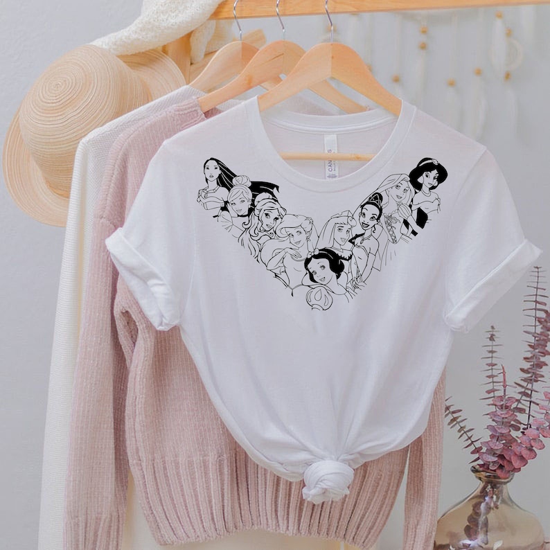 All Princesses Svg, V-neck Shirt Svg, Princess Design Svg, Instant ...