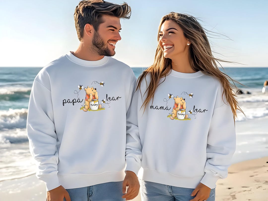 Pooh Mama and Papa Bear Png, Cartoon Honey Bear Mom and Dad Png, Gift ...