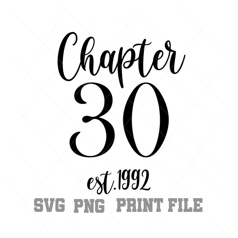 Chapter 30 Est 1992 SVG PNG Thirty Birthday Instant - Etsy