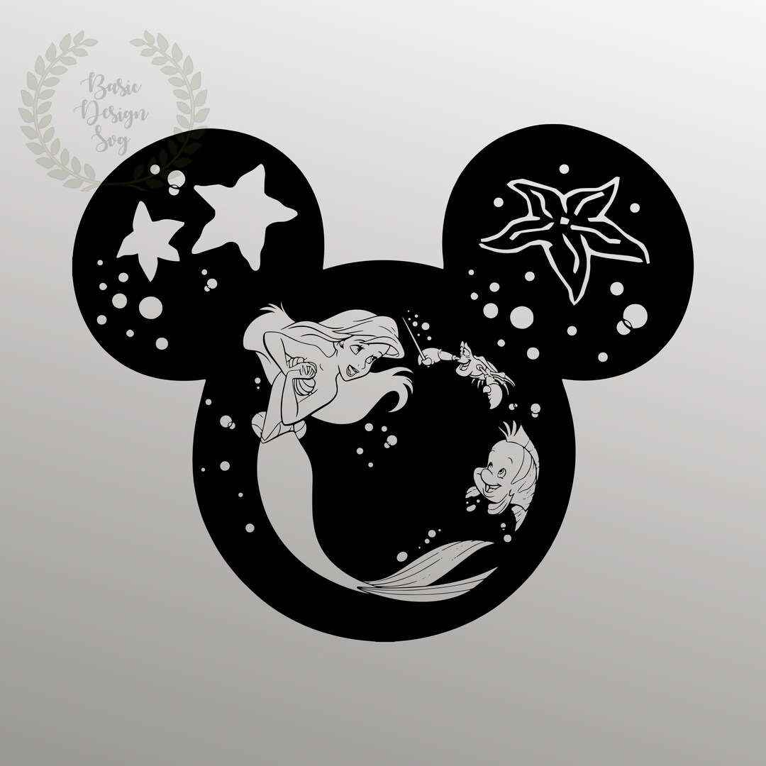 Princess Ariel Mousehead Svg, Png, Ariel Cricut Svg, Mermaid Png Svg ...