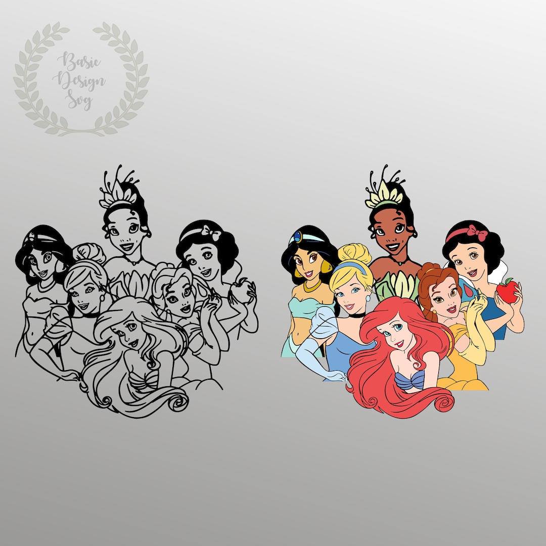 All Princesses Clipart, Svg, Png, Princess Design Svg, Cricut, Instant ...