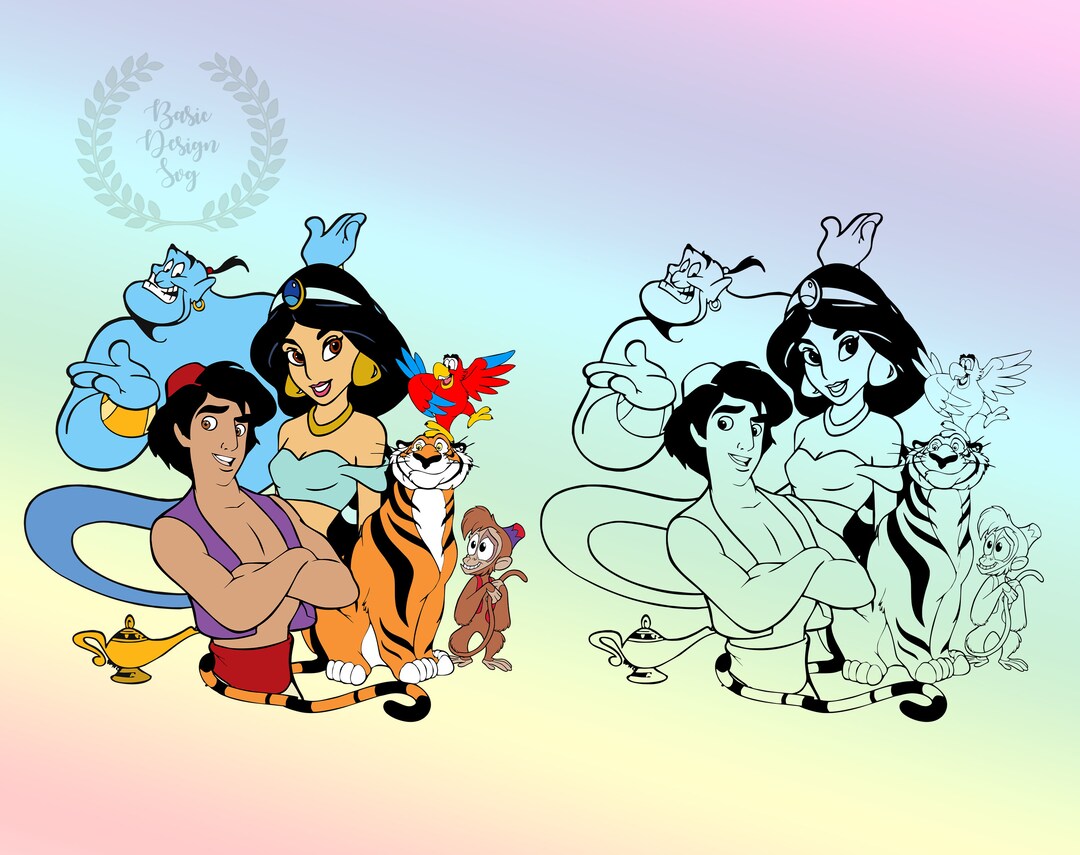 Aladdin Character Svg Png, Princess Yasmine Svg Png, Aladdin Family ...
