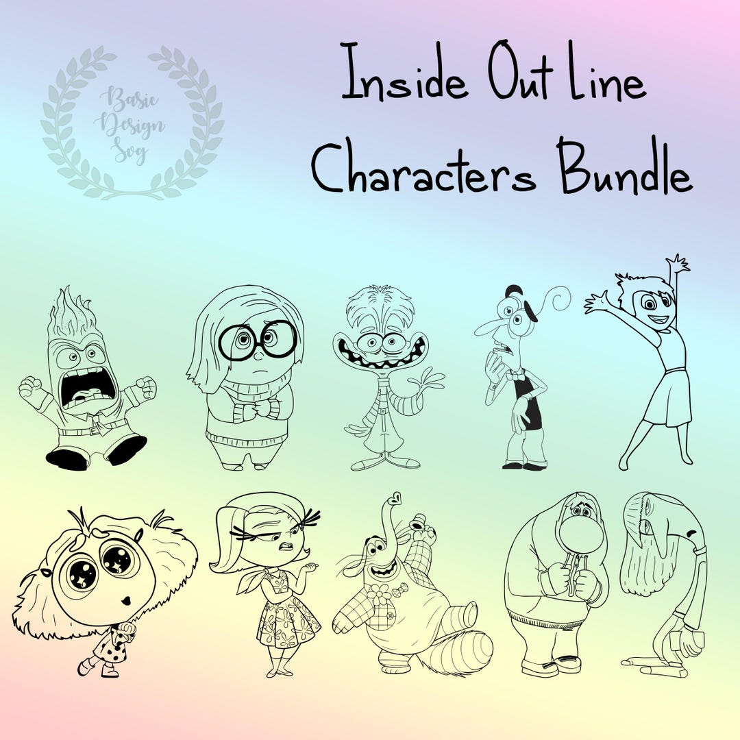 Line Bundle Inside Out 2 Svg Characters SVG PNG, It's Okay to Feel All ...