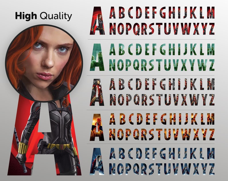 Super Hero Alphabet Font Png Bundle Superhero Letter Font - Etsy