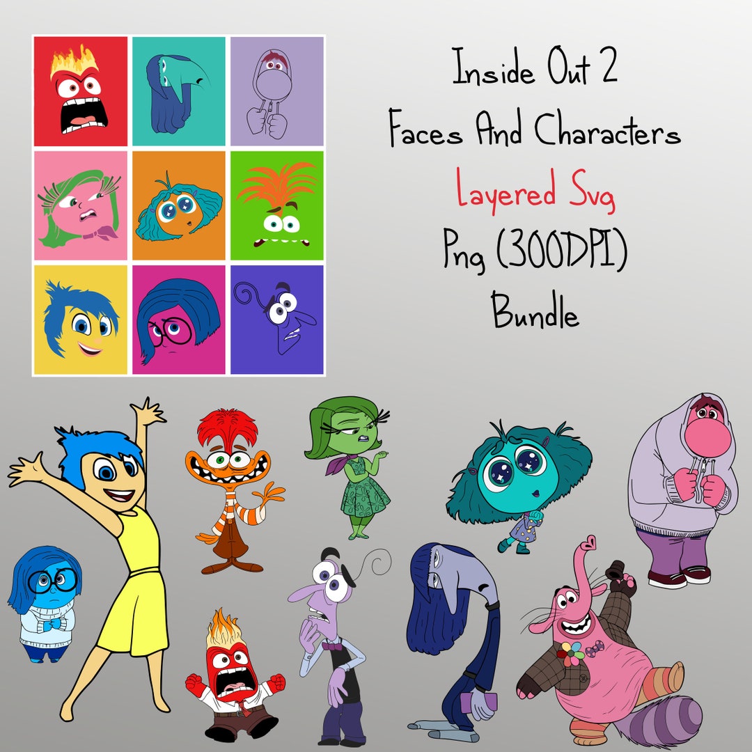 Inside Out 2 Svg Characters and Faces Bundle SVG PNG, It's Okay to Feel ...