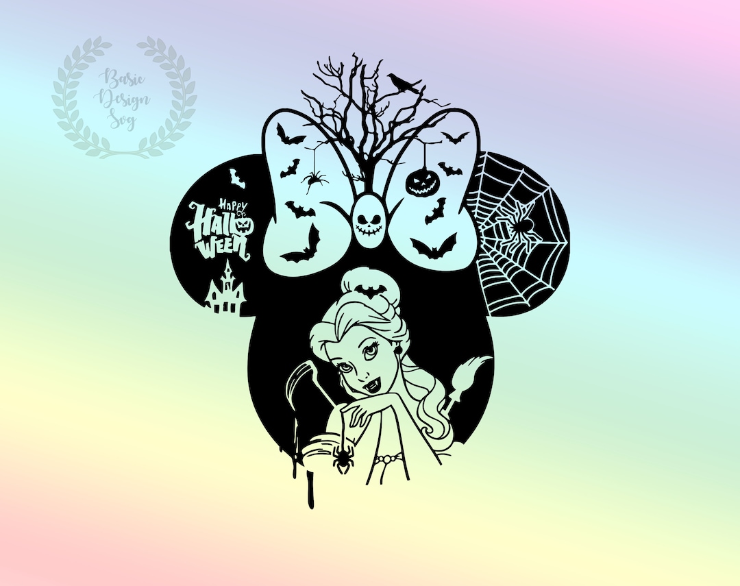 Halloween Princess Bellee Svg Png, Belle Cricut Svg, Princess Mouse Ear ...