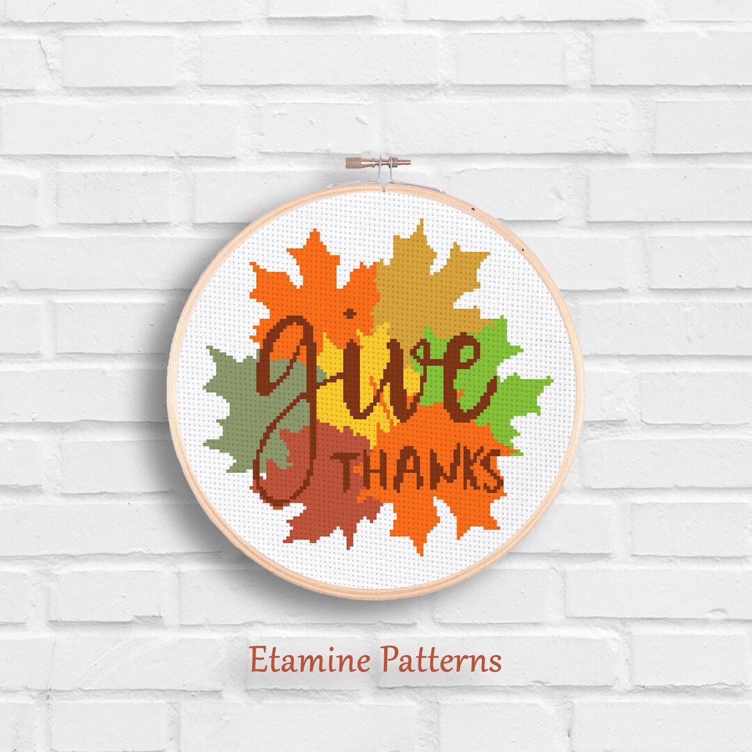 Give Thanks Cross Stitch Pattern Pdf Thanksgiving Day Cross - Etsy