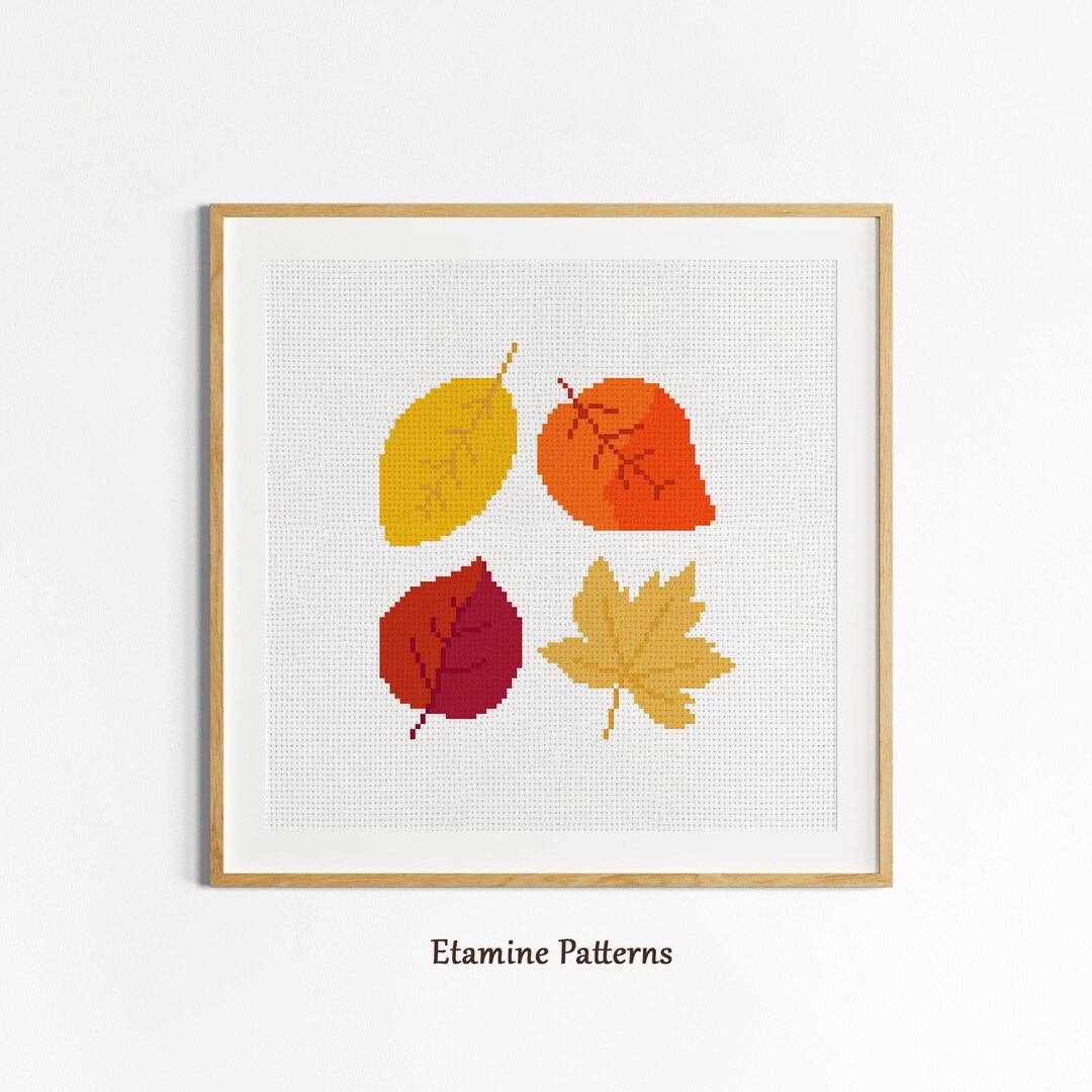 Autumn Leaves Cross Stitch Pattern, Fall Wall Decor Digital Download ...