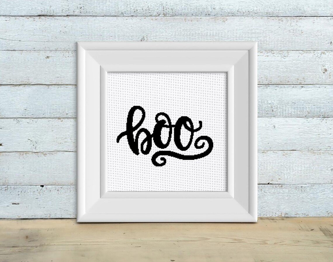 Boo Cross Stitch Pattern Chart, Halloween Cross Stitch Pattern Pdf ...