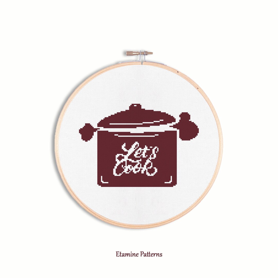 Let's Cook Cross Stitch Pattern, Modern Needlepoint Patterns, Kitchen ...