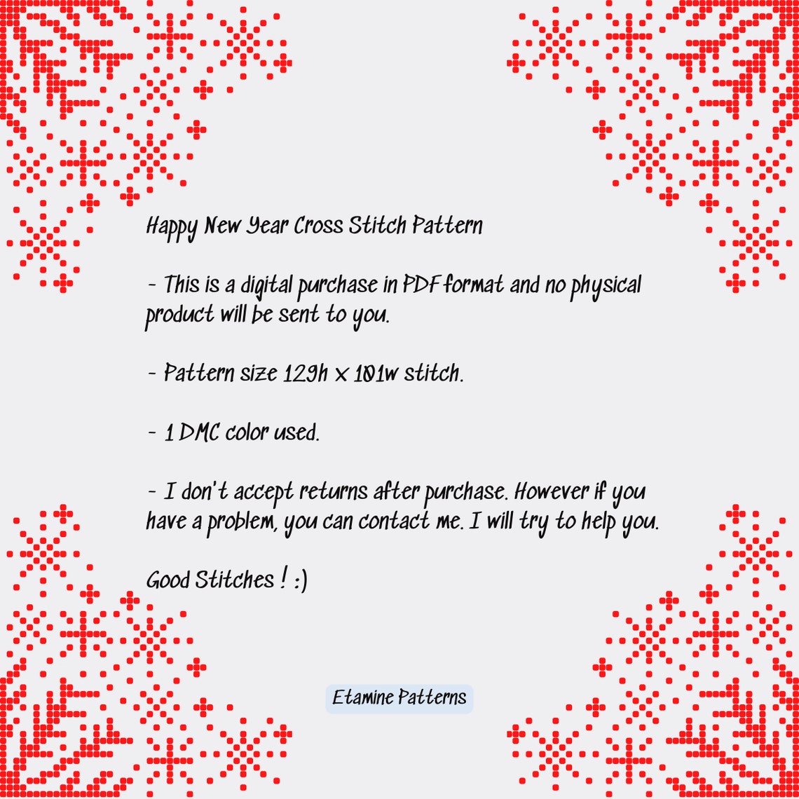 Happy New Year Cross Stitch Pattern Pdf Christmas Text Cross - Etsy