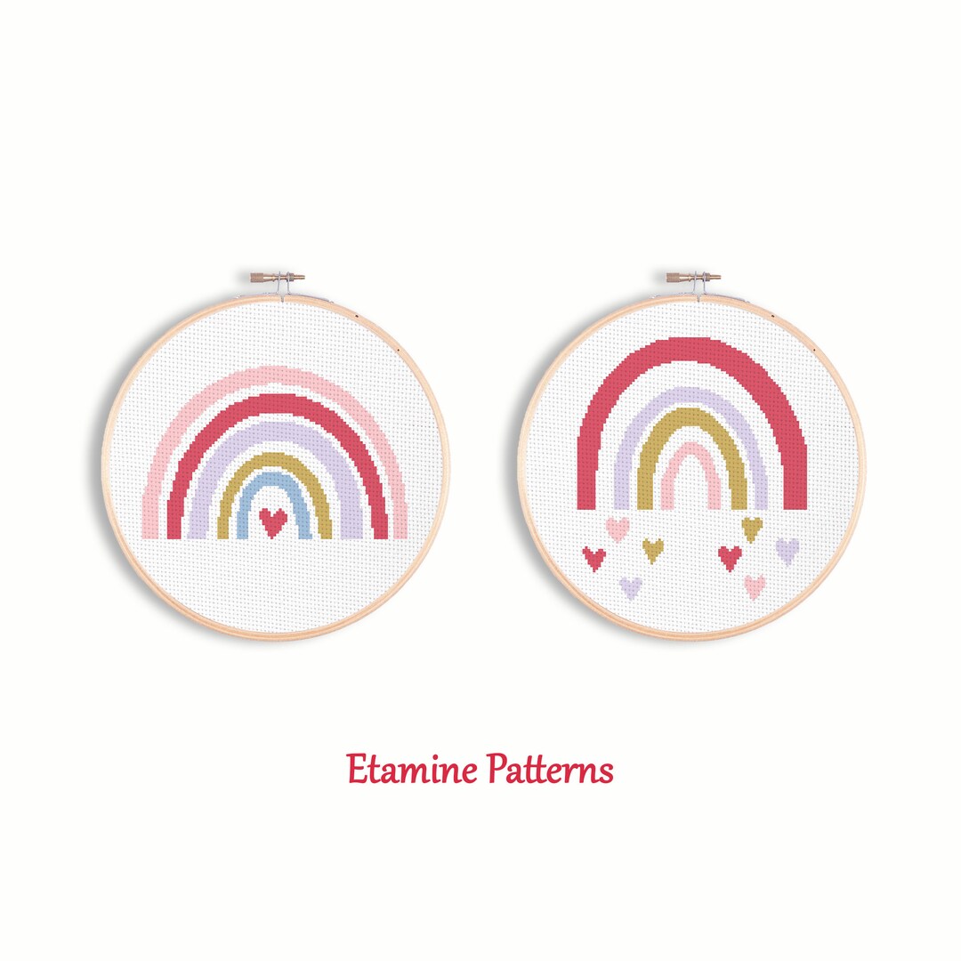 Rainbow Set Cross Stitch Pattern Pdf, Modern Cross Stitch Pattern Chart ...