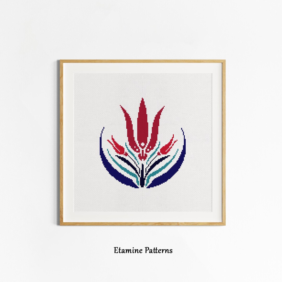 Tulip Cross Stitch PDF Pattern: Turkish Motif Floral Embroidery - Etsy