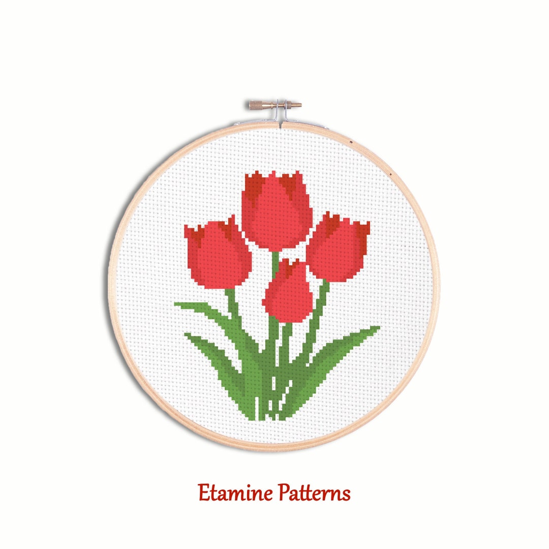 Tulip Bouquet Cross Stitch Pattern, Pdf Cross Stitch Charts, Hoop ...