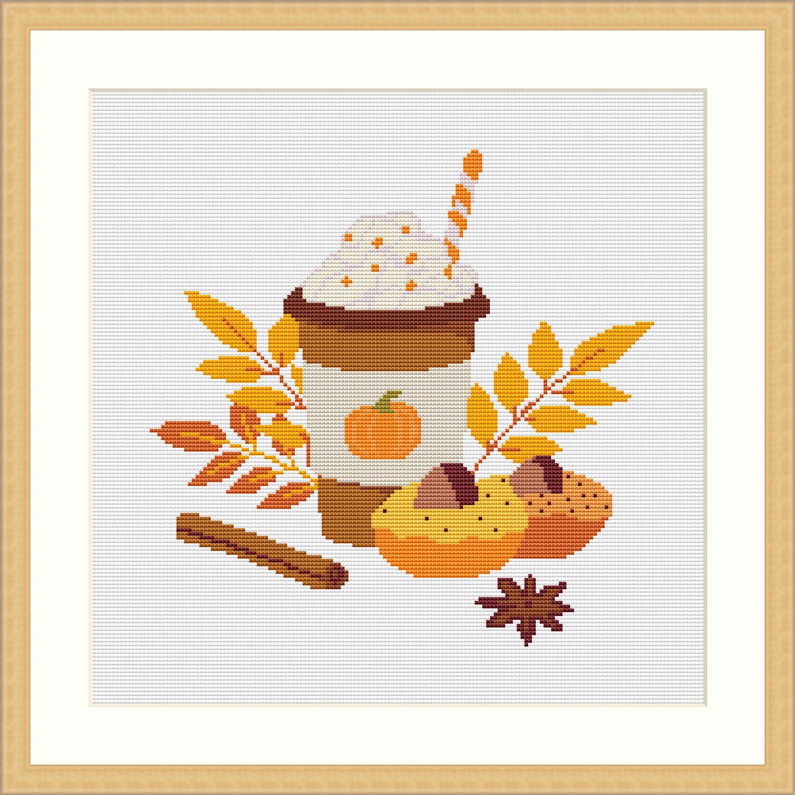 Pumpkin Spice Latte Cross Stitch Pattern, Instant Download PDF Autumn ...