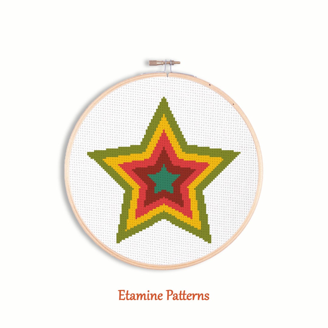 Retro Star Cross Stitch Pattern Pdf, Modern Counted Cross Stitch ...