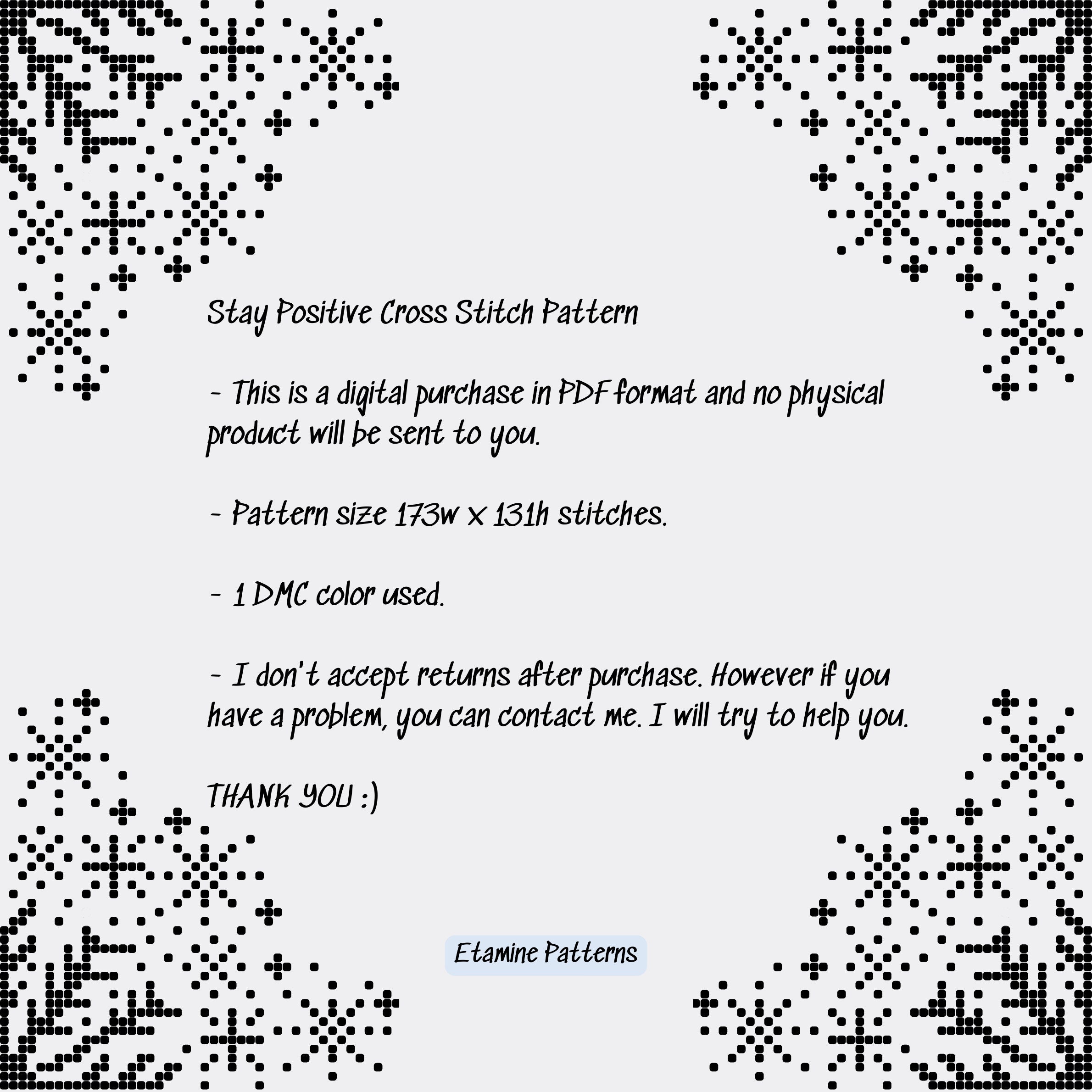 Stay Positive Cross Stitch Pattern, Motivational Quote (PDF) - Etsy