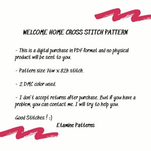 Welcome Home Cross Stitch Pattern Pdf, Handmade Gifts for Home, Digital ...