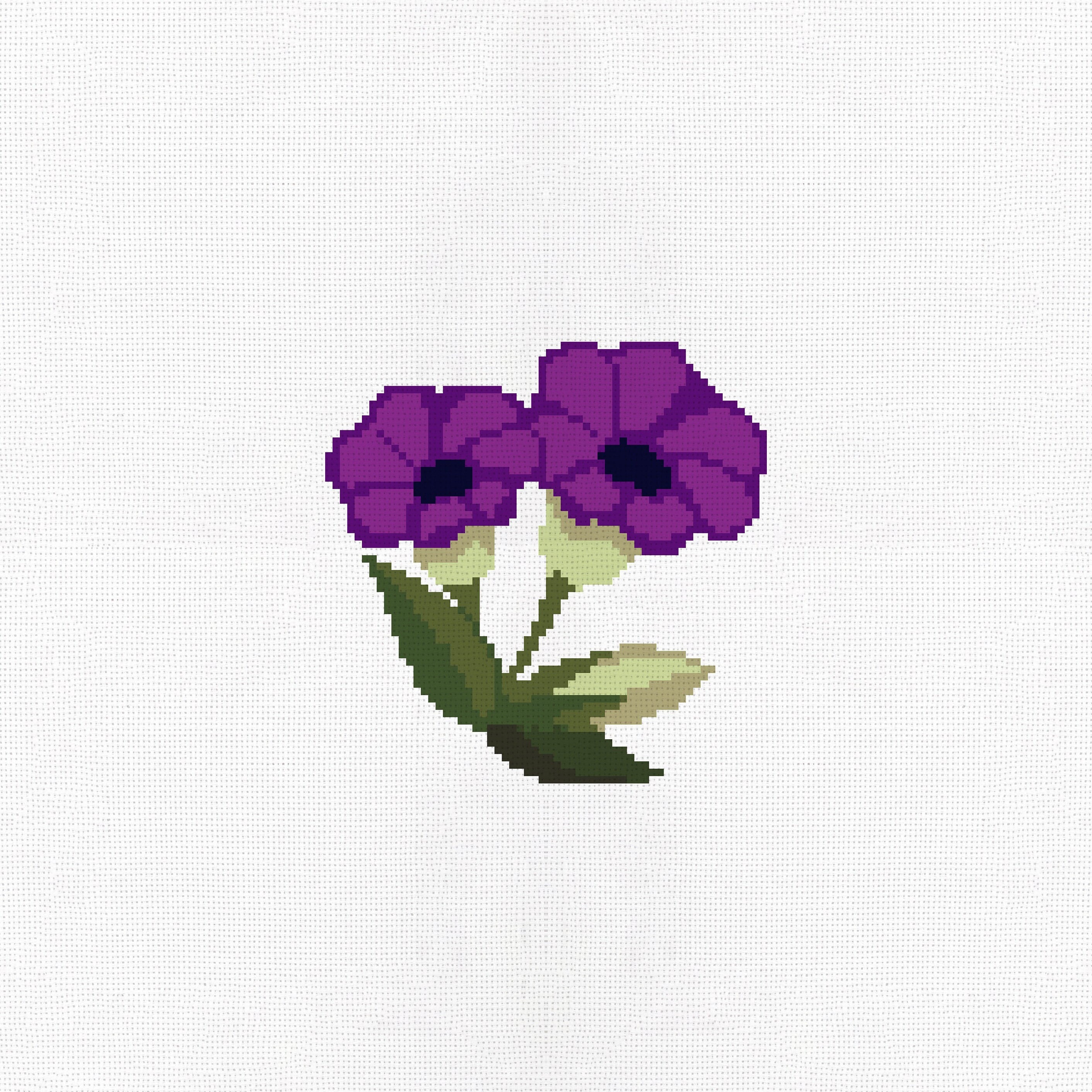 Purple Flowers Cross Stitch Pdf Pattern, Modern Floral Cross Stitch ...