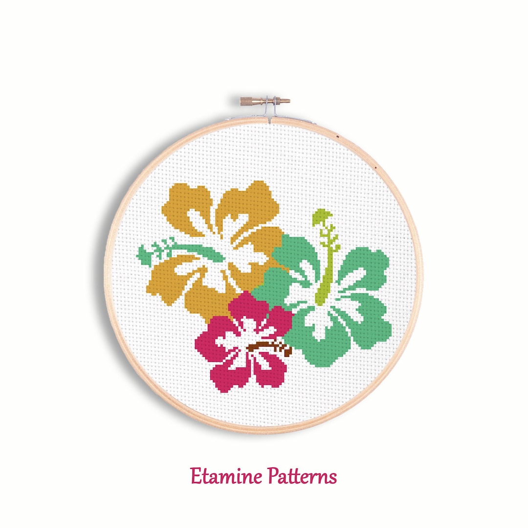 Bunch of Hibiscus Flowers Cross Stitch Pattern Pdf, Plant Cross Stitch ...