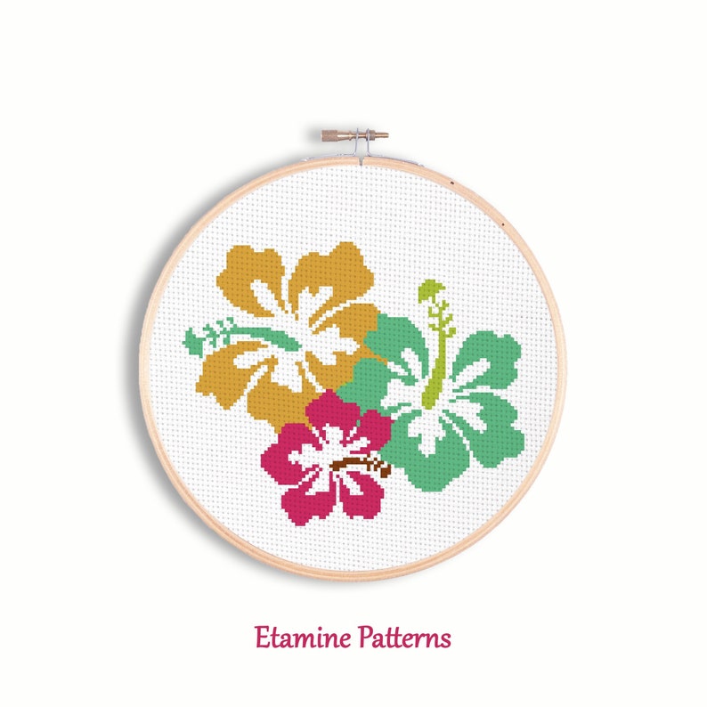 Bunch of Hibiscus Flowers Cross Stitch Pattern Pdf Plant - Etsy