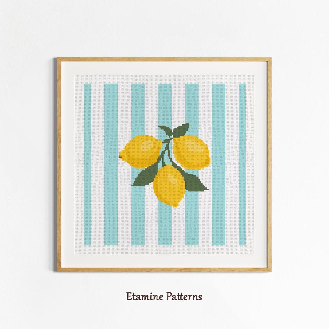 Retro Lemons Cross Stitch Pattern: Easy Vintage Fruit Embroidery (PDF ...