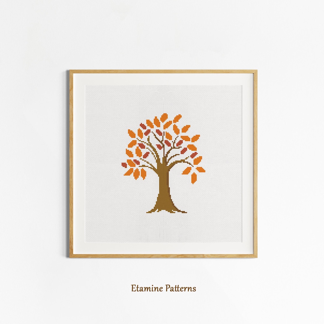 Autumn Tree Cross Stitch Pdf Pattern, Fall Cross Stitch Patterns, Hand ...