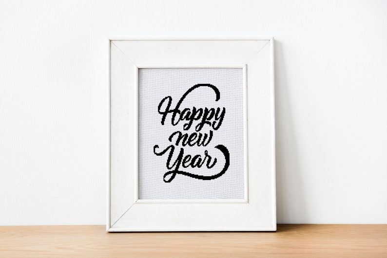 Happy New Year Cross Stitch Pattern Pdf Christmas Text Cross - Etsy