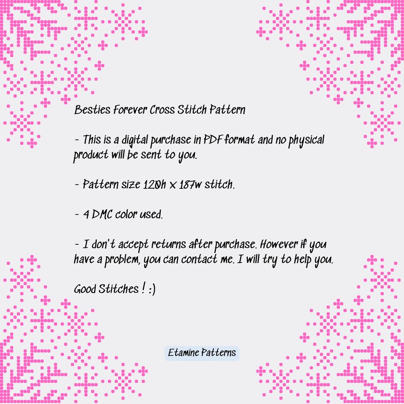 Besties Forever Cross Stitch Pattern, Friendship Gift (PDF) - Etsy