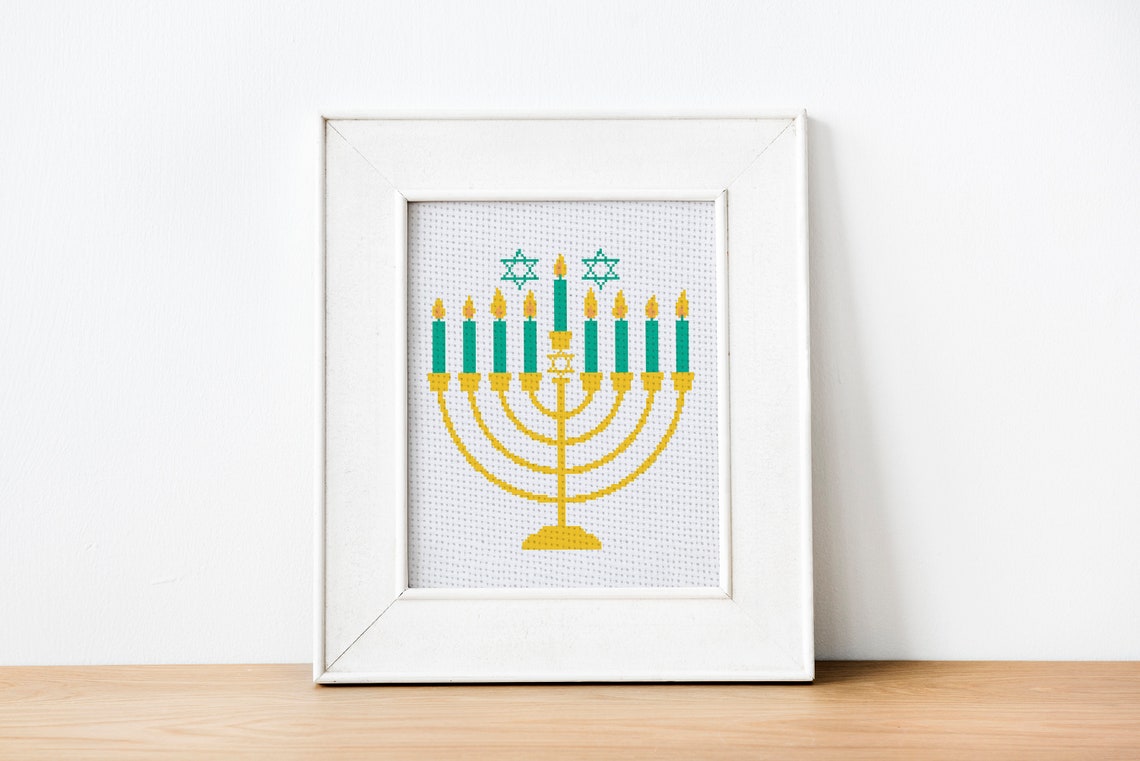 Hanukkah Cross Stitch Pattern Pdf Menorah Cross Stitch - Etsy