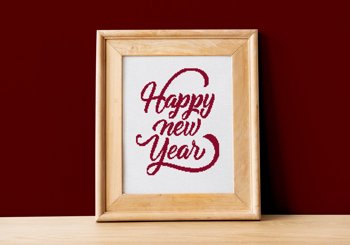Happy New Year Cross Stitch Pattern Pdf Christmas Text Cross - Etsy