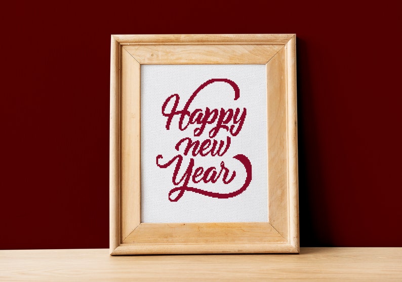 Happy New Year Cross Stitch Pattern Pdf Christmas Text Cross - Etsy