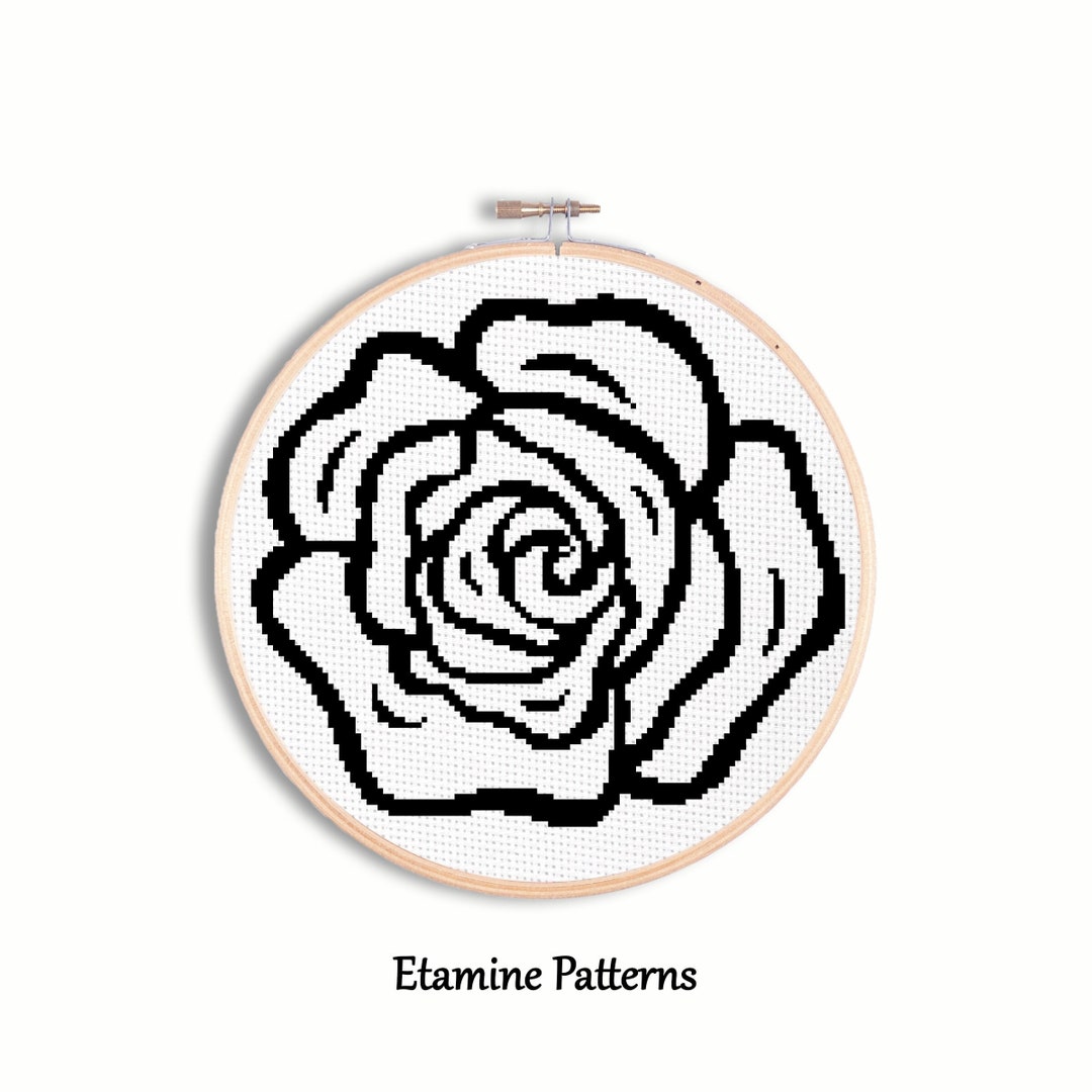 Rose Line Art Cross Stitch Pattern Pdf, Modern Cross Stitch Patterns ...