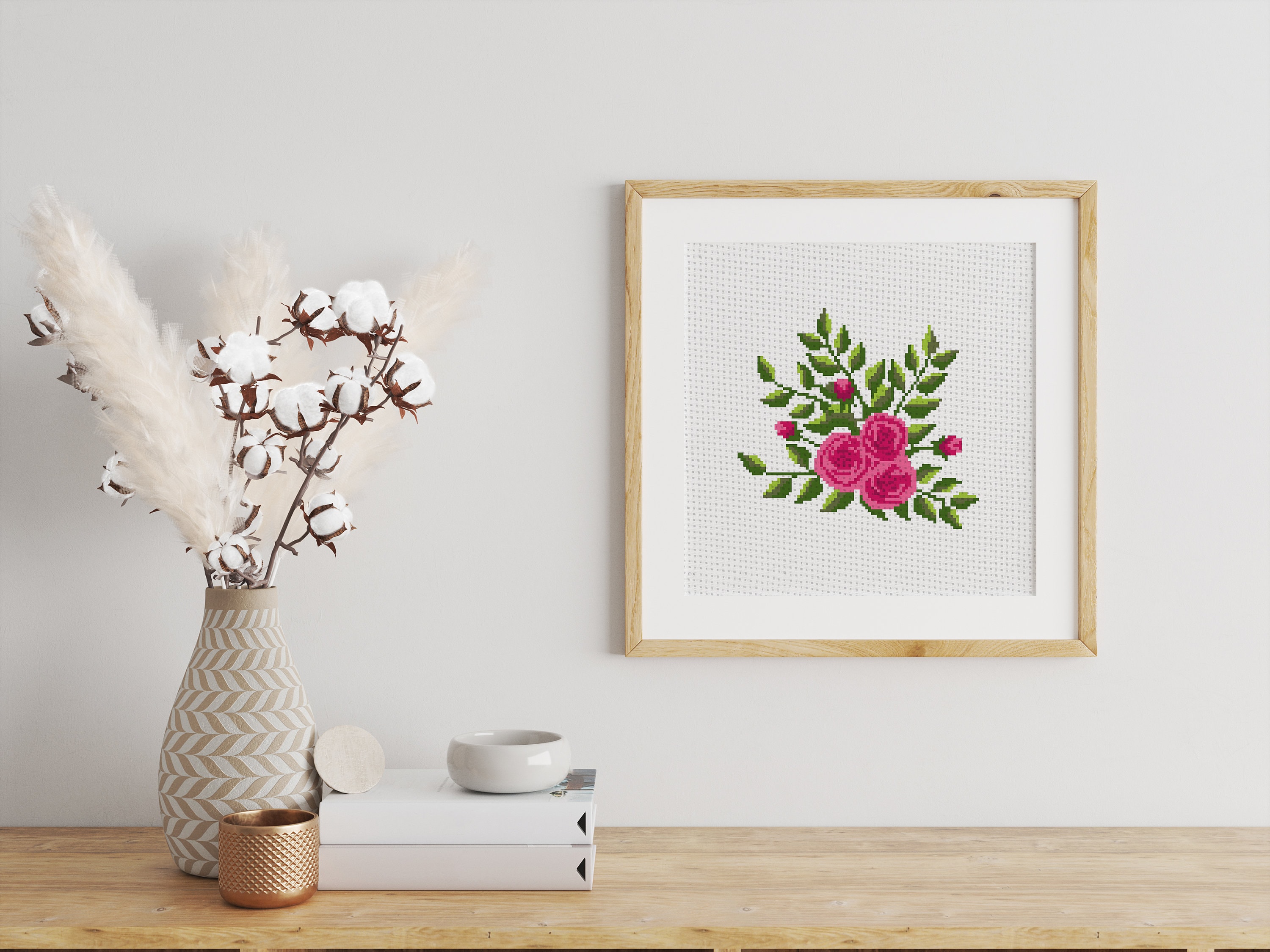 Rose Bouquet Cross Stitch Pattern, Pdf Cross Stitch Chart, Modern ...