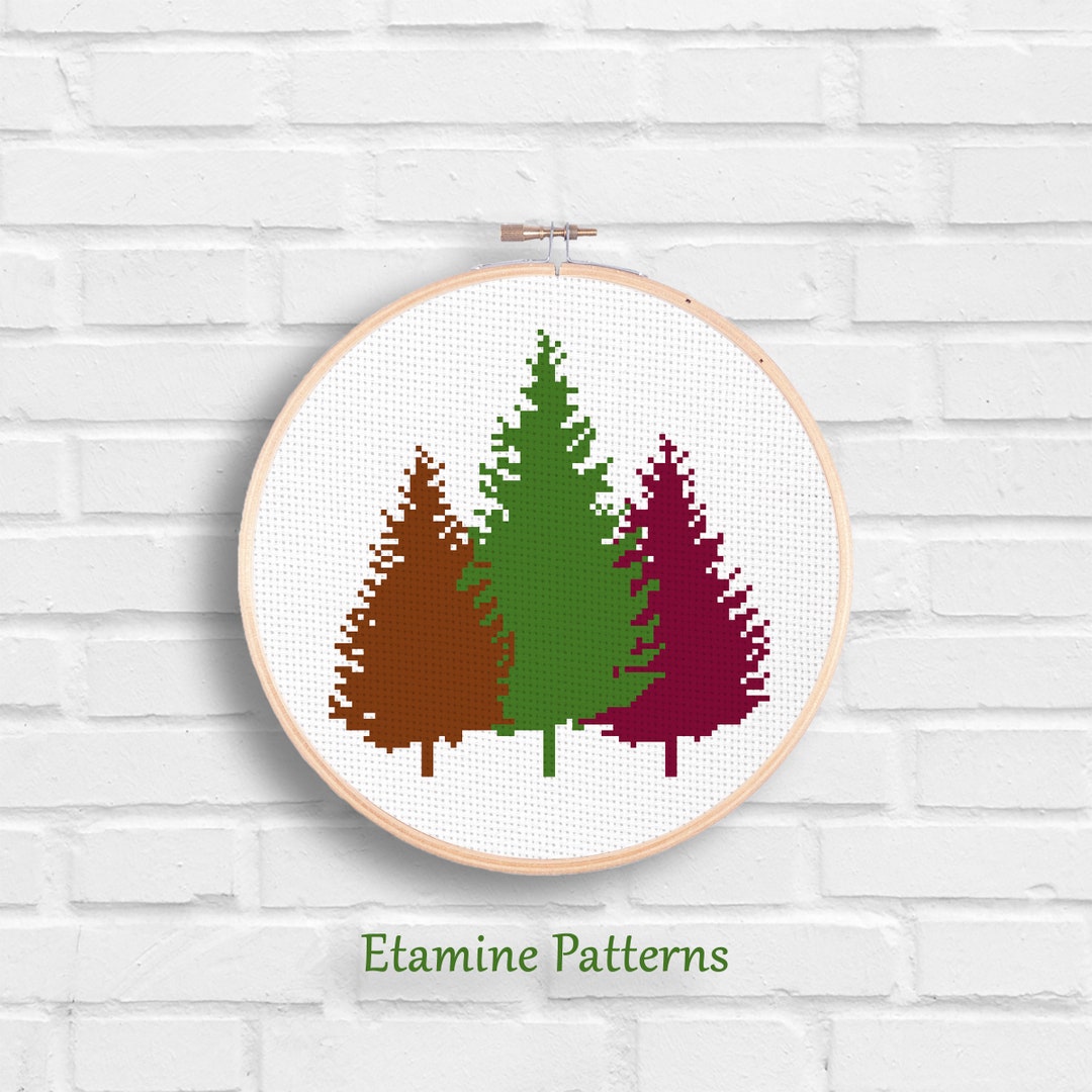 Pine Trees Cross Stitch Pattern Pdf, Christmas Trees Cross Stitch ...