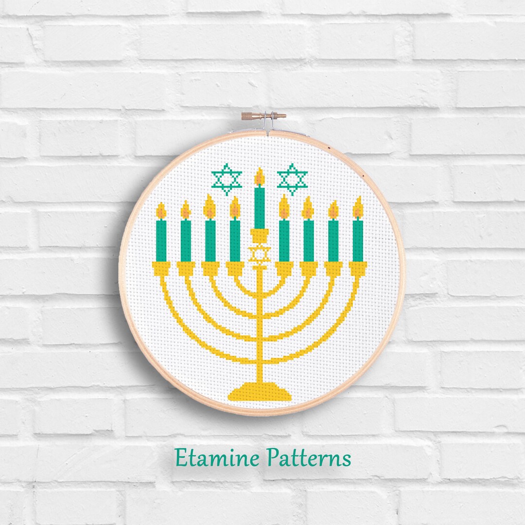 Menorah Cross Stitch Pattern, Instant Download PDF Hanukkah Candle ...